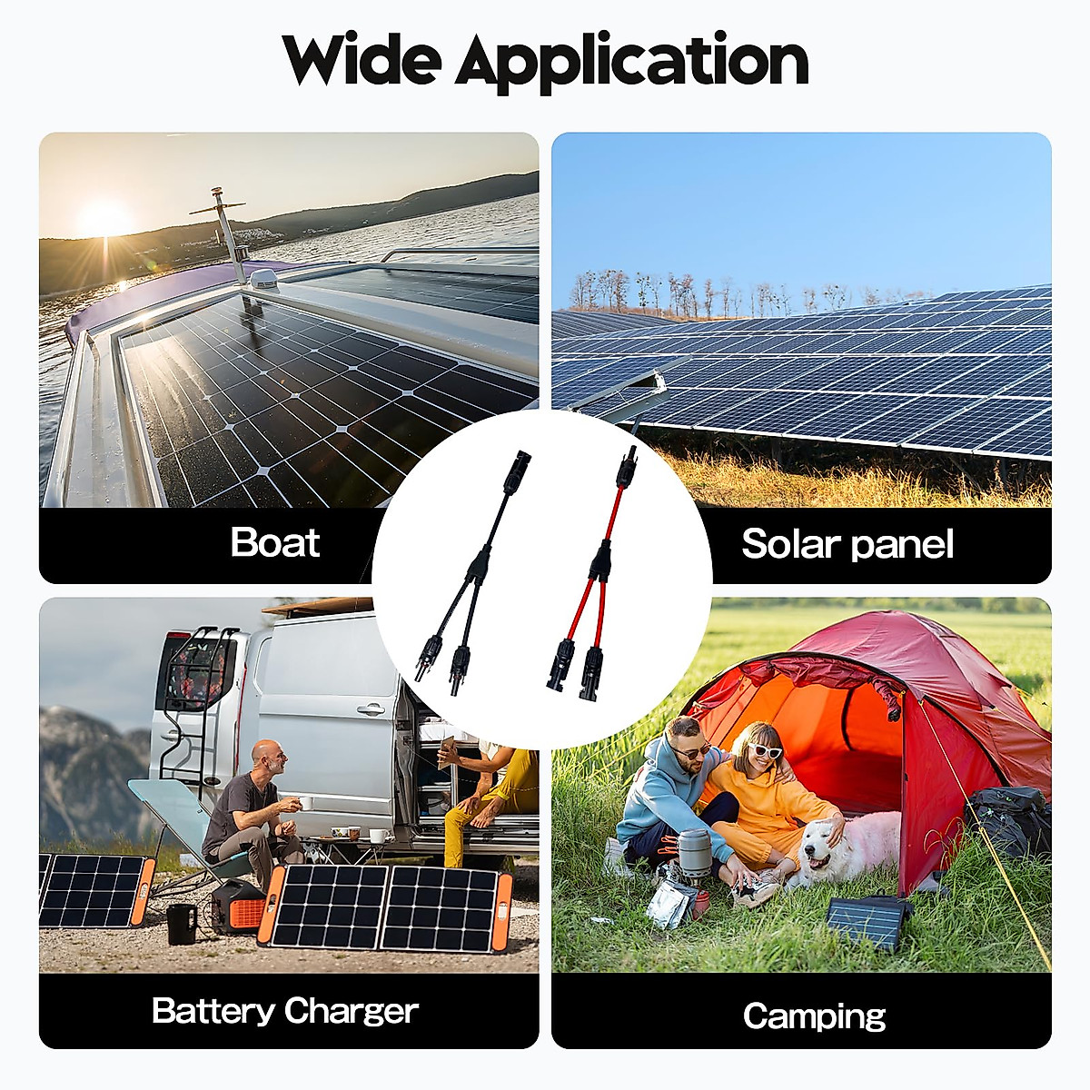Solar Connectors Y Branch Solar Panel Connector, Solar Cable, Wire Plug Tool Kit for Solar Panel(M/FF+F/MM)