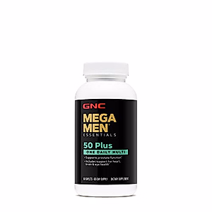 GNC Mega Men 50 Plus One Daily Multivitamin for Men, 60 Count, Take One A Day, Supports Prostate, Heart, Brain, and Eye Health