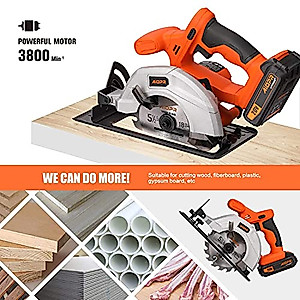 AIOPR 20V 5-1/2" Cordless Circular Saw with Rip Guide and 2 Blades (97623)