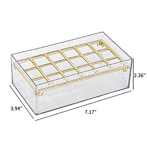 FABROK 18 Slot Lipstick Holder for Vanity, Plastic Lipstick Organizer with Removable Partition, Clear Lipgloss and Lipsticks Stand for Women Girls, Cosmetic Display Organizer for Drawer Bathroom