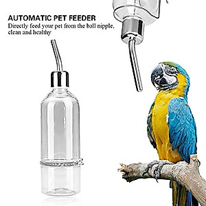 ViaGasaFamido Pet Waterer Feeder, Stainless Steel Ball Nipple Automatic Rabbit Feeder Parrot Bird Hanging Water Feeding Bottle No Drip Dispenser for Small Animals Bird Hamster Rabbit(S)