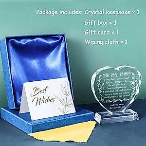 YWHL To My Mom Gifts from Daughter Son, Thank You Gifts for Mom Who has Everything, Mother's Day Gifts, Laser Engraving Glass Keepsake, Meaningful Present for Mother on Thanksgiving Christmas