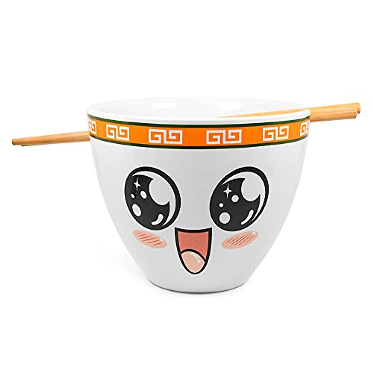 Boom Trendz Bowl Bop Pho-Kin Good Japanese Ceramic Dinnerware Set | Includes 16-Ounce Ramen Noodle and Wooden Chopsticks Asian Food Dish For Home & Kitchen Kawaii Anime Gifts,Snack Collectible Orange