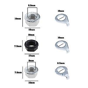 eMagTech 24PCS Bike Wheel Axle Nut & Safety Washer Kit M10 M9.5 M8 Bicycle Hub Flanged Axle Nut for Mountain Bike Road Bike Front and Rear Bike Wheel Axle