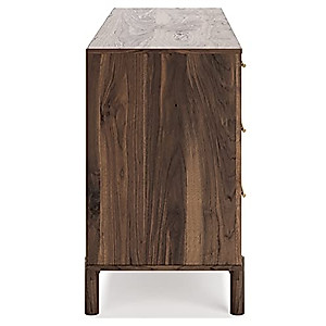 Signature Design by Ashley Calverson Contemporary 6 Drawer Dresser with Burnished Goldtone Pulls, Dark Brown