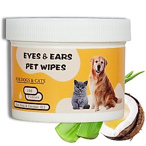 Leo Pet Supplies - Eye & Ear Wipes for Pets - (100 Count) - Cleanser for Dogs and Cats, Non-Irritating Ingredients; Aloe Essence and Coconut Oil, Specially formulated, Everyday use, Unscented