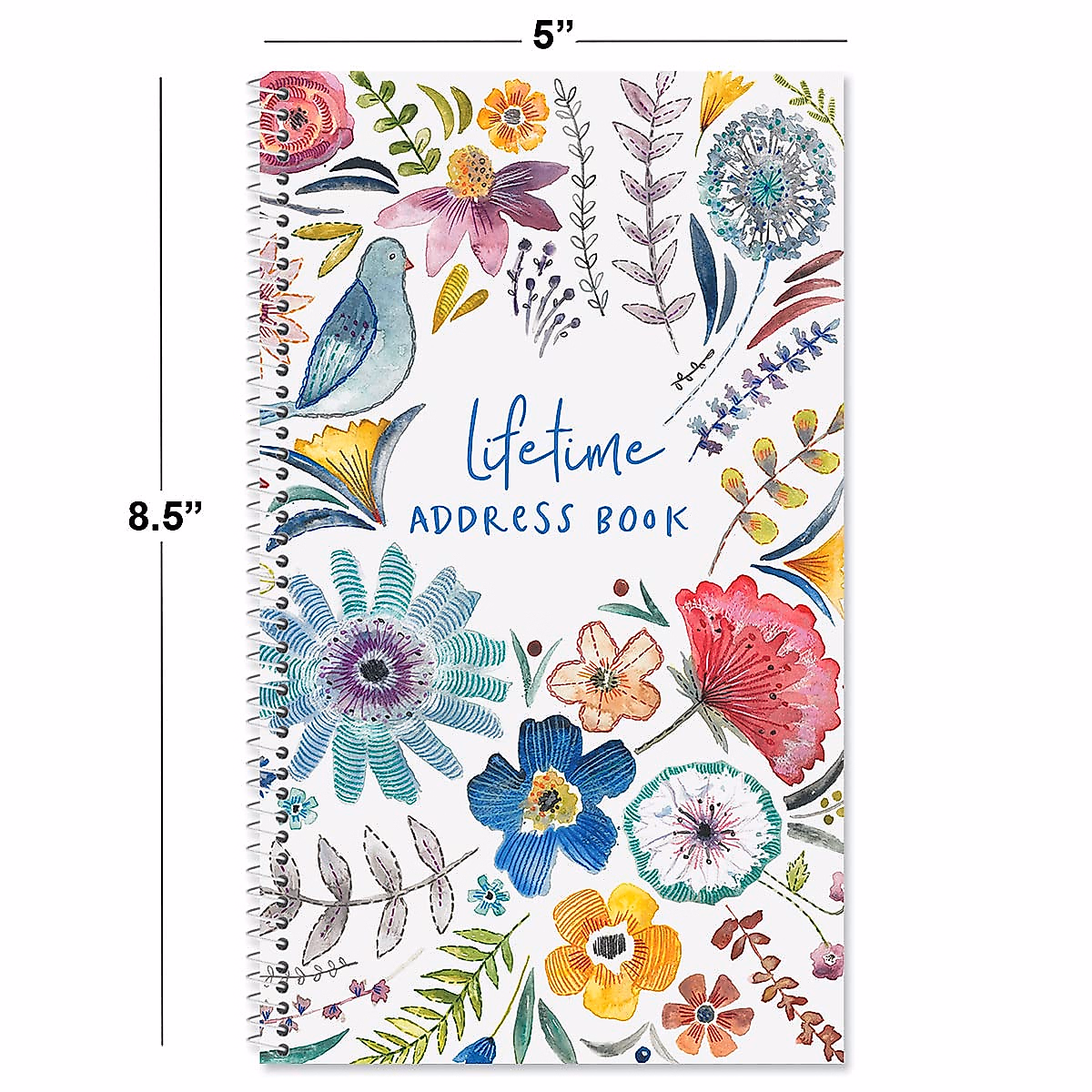 Current Embroidered Florals Address Book-94 Pages; Small 5" x 8-1/2" Size for Purse or Office,Spiral Bound Soft Cover Organizer for Contacts,Addresses,Email, & Phone Numbers + 50 Replacement Stickers