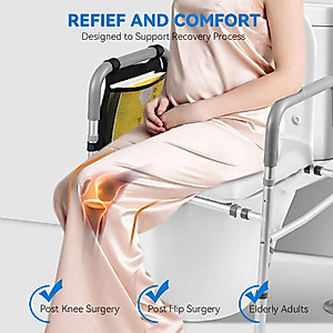 Arctikmint Raised Toilet Seat with Handles, Adjustable Commode Chair for Toilet with Arms, Toilet Seat Risers for Seniors, Shower Commode Chair, 350lb Handicap Toilet Seat