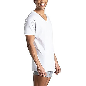 Fruit of the Loom mens Eversoft Cotton Stay Tucked V-neck T-shirt, Regular - White 6 Pack, X-Large US