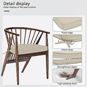 Favoyard Outdoor Chair Cushions 19"x19"x2" Set of 4 Waterproof Seat Cushion for Patio Furniture with 3-Year Fade Resistant Removable Cover Attach Straps Hidden Zipper Round Corner for Yard Garden