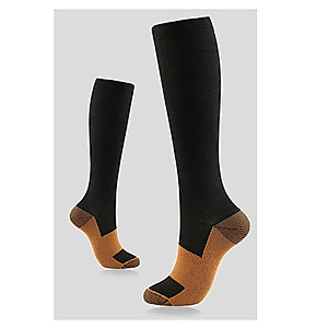 Copper Compression Socks Men Women 15-20 mmHg Circulation Compression Stockings for Medical, Running, Athletic, Nurse, Travel (Large-X-Large, Black 5 pairs)