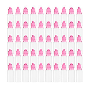 PATIKIL 15ml Liquid Dropper Bottle, 50 Pack PE Squeezable Dropping Eye Dropper Container with PP Cap for Home Travel, Pink