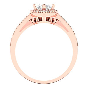 2.48ct Marquise Cut Clear VVS1 Ideal Zircon 14k Rose Gold Halo W/Accents Wedding Bridal Anniversary Ring Set Size 8.25