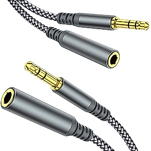 Headphone Extension Cable, [2-Pack, 6.6ft Hi-Fi ] 3.5mm Extension AudioMale to Female Aux Adapter Hi-Fi Sound Stereo Extender Cord for Headset, iPhone, iPad, Smartphones, Tablets & More (Grey)