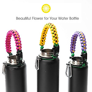 ALIENSX #1 Paracord Handle - Fits Wide Mouth Water Bottles 12oz - 64oz, Durable Carrier Survival Strap Cord with Safety Ring and Carabiner - Ideal Water Bottle Handle Strap