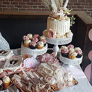 Peohud 3 Pack White Metal Cake Stands, 8"/10"/12" Round Cupcake Dessert Display Stand for Wedding, Birthday Party, Anniversary, Gatherings, White