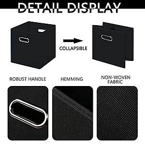 NieEnjoy Black Fabric Storage Bins Cubes ,Foldable Storage Cubes Bins Organizer Baskets with Dual Handles for Home Container Set of 2,(Black)
