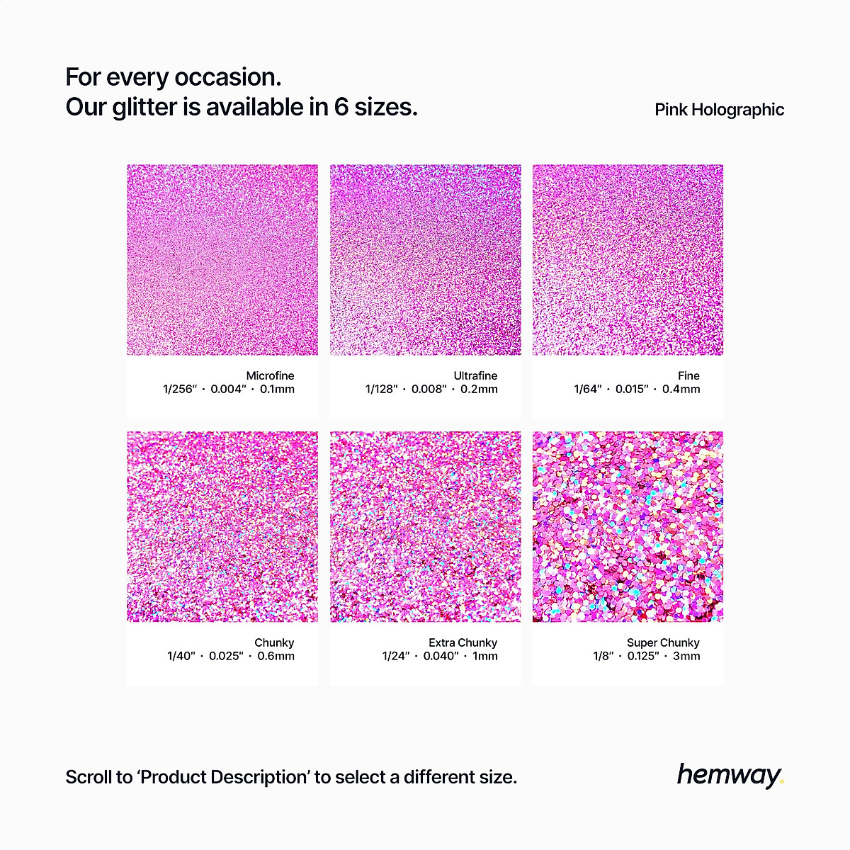 Hemway Premium Ultra Sparkle Glitter Multi-Purpose Metallic Flake for Nail Art, Cosmetic Graded, Makeup, Festival and Hair 100g / 3.5oz - Microfine (1/256 0.004 0.1mm) - Pink Holographic