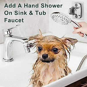 Sink Hose Shower Sprayer Attachment - Faucet Extension w/ 5 Adapters For Bathroom Bathtub, Kitchen Faucet, Utility Laundry Tub, Garden Hose Thread Spout For Delta, Moen, Kohler, American Standard