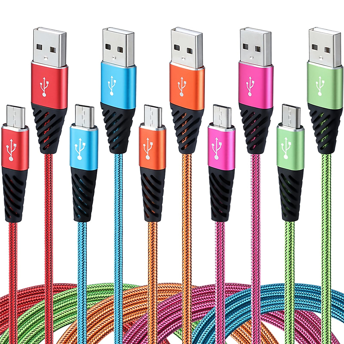 High Speed Micro USB Cable 5 Pack 10FT Android Cell Phone Charger Cables Nylon Braided Fast Charging Short Cord Compatible with Samsung S7 J7 LG HTC Motorola Kindle BlackBerry Nexus Xbox PS4 Blue