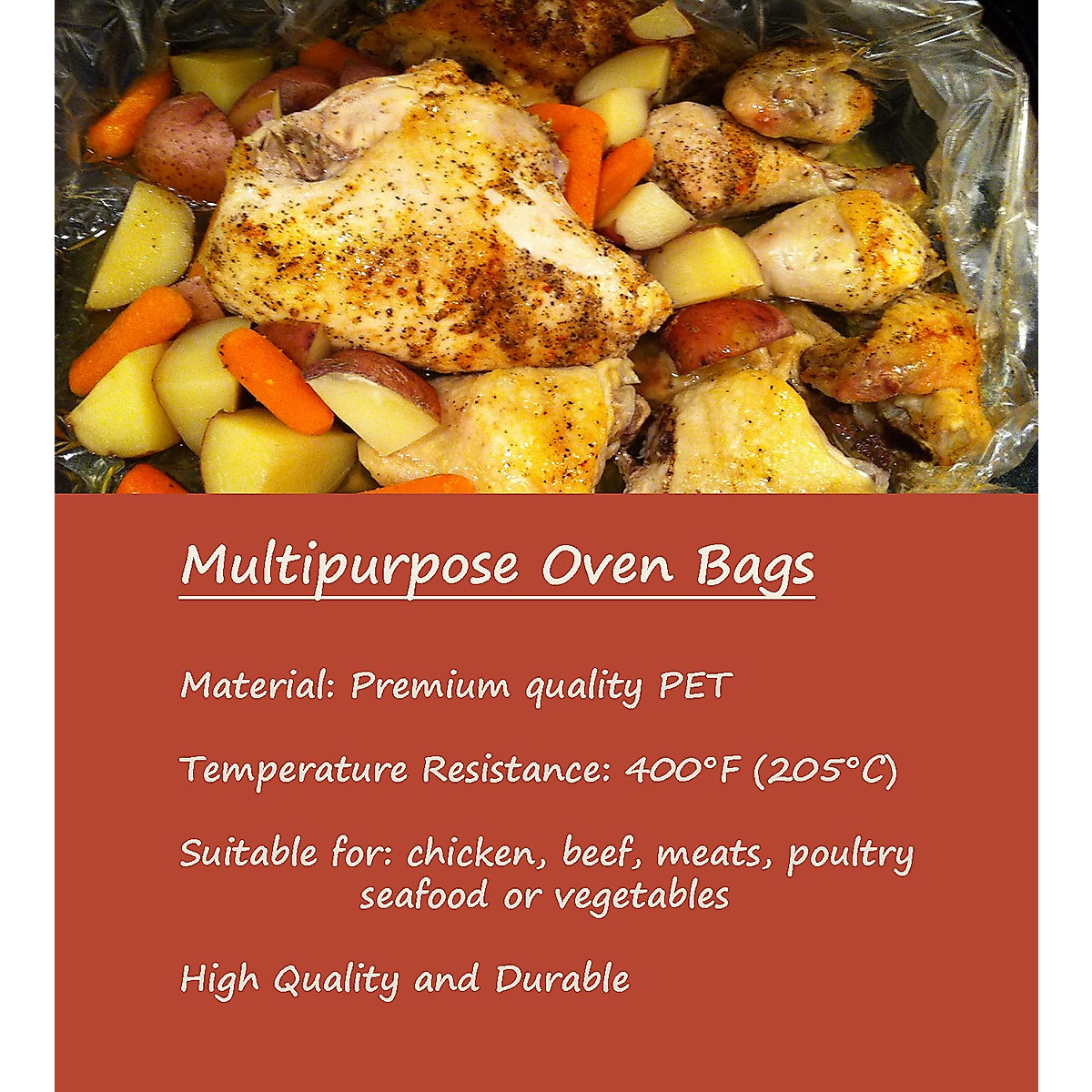 20Counts Oven Bags, Cooking Roasting Bags for Meats Chicken Fish Vegetables (10×15 inch)