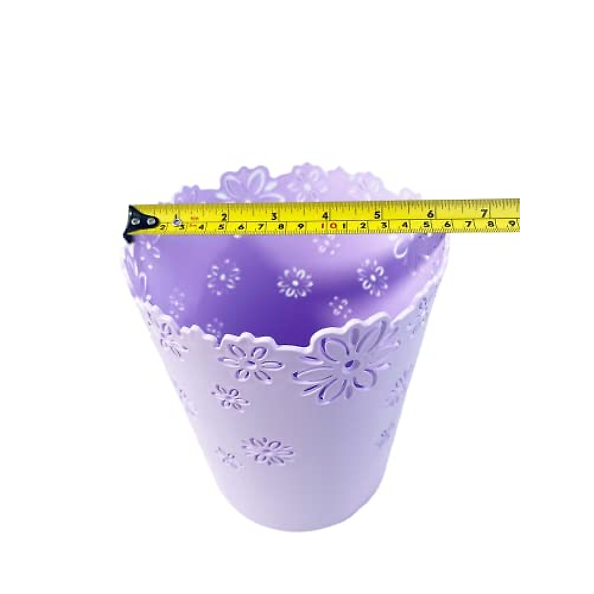 Nazr Wastebasket, Hollow Flower Shape Plastic Lidless Wastepaper Baskets Trash Can (S-Purple)