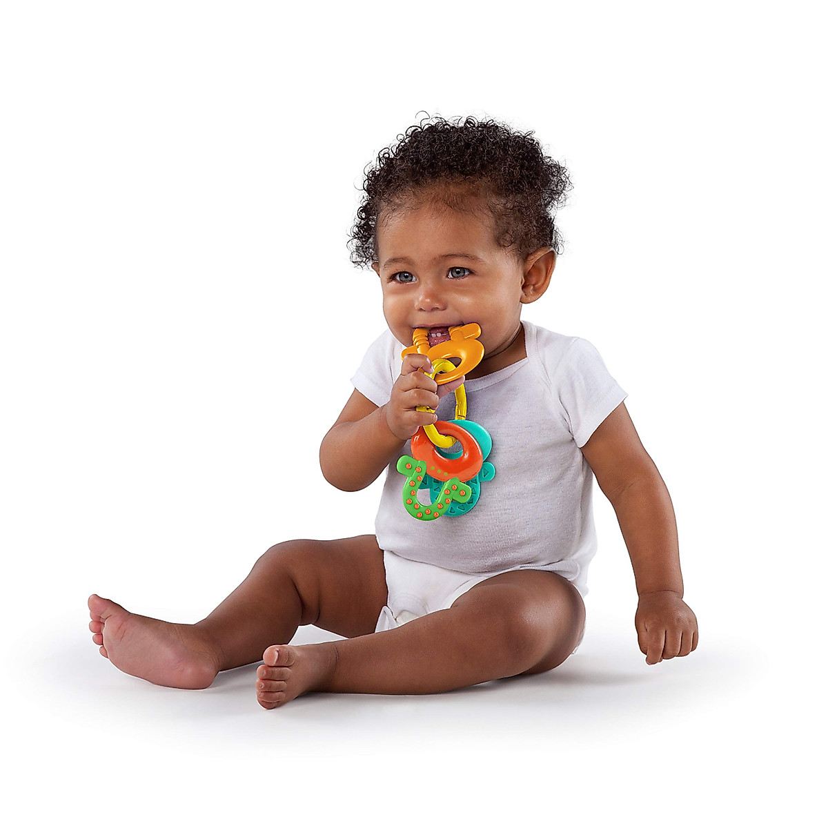 Bright Starts Oball Grasp & Teethe Easy Grasp BPA-Free Infant Teether Toy, Multi-Color, Age 3 Months and up