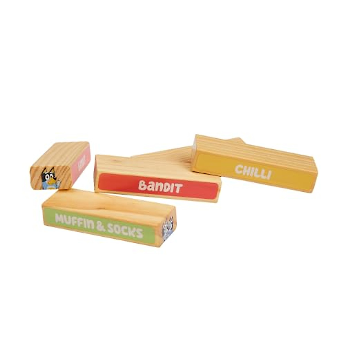 Bluey Tumbling Tower – 54 Colorful Wooden Blocks – Fun Family Game – FSC Certified for Children 3 Years and Up