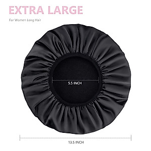 Aquior Shower Cap,Terry Lined Shower Cap for Women Reusable, Triple Layer Waterproof Bath Cap, Extra Large for Women Long Hair(Black)