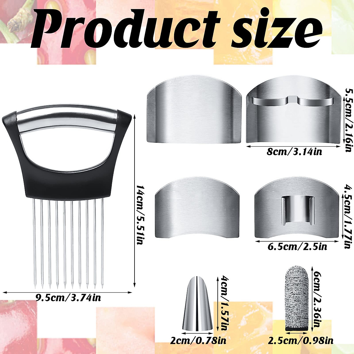 XEFINAL 14 PCS Finger Guard for Cutting Vegetables Stainless Steel Knife Cutting Protector Finger Thumb Guard Finger Protector Thumb Guard Peelers for Onion Holder for Cutting Food
