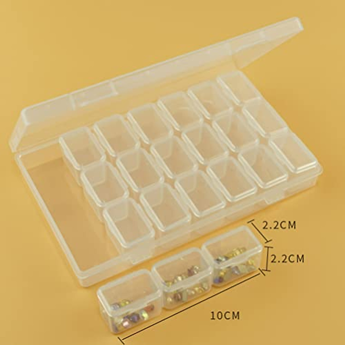 EXCEART 21 Compartments Clear Plastic Organizer Box Container Craft Storage for Beads Organizer 2pcs