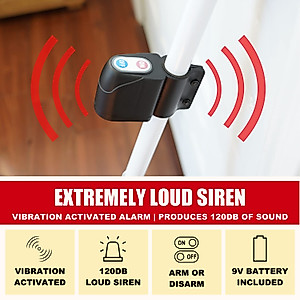 SECURITYMAN 2-in-1 Door Security Bar with Alarm & Sliding Door Stopper Security Bar with 120db Loud Alert Siren - Durable & Rugged Iron, (Protects Against Scratches), White 2021 Model (SECURITYBARS)