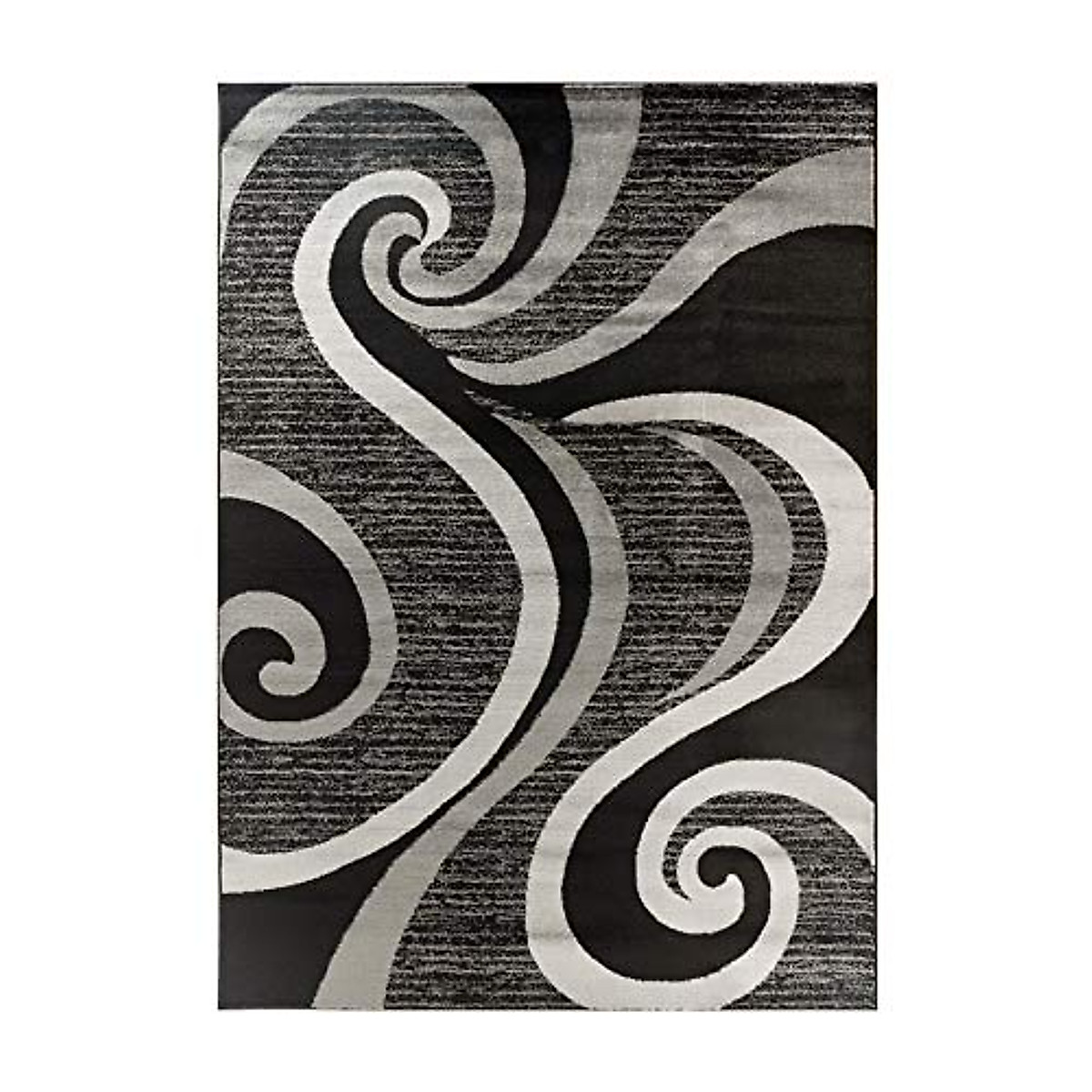 GLORY RUGS Modern Area Rug 5x7 Black Gray Swirls Carpet Bedroom Living Room Contemporary Dining Accent Sevilla Collection 4817A (5x7, Black)