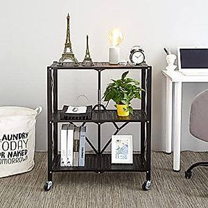 Urban Shop 3 Shelf Metal Storage Cart, Black