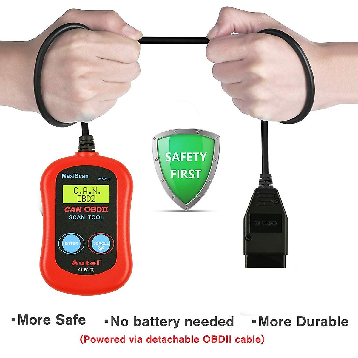 Autel MaxiScan MS300 Car OBD2 Scanner Code Reader Engine Fault Code Reader Scanner CAN Diagnostic Scan Tool for All OBD II Protocol Cars Since 1996, Red