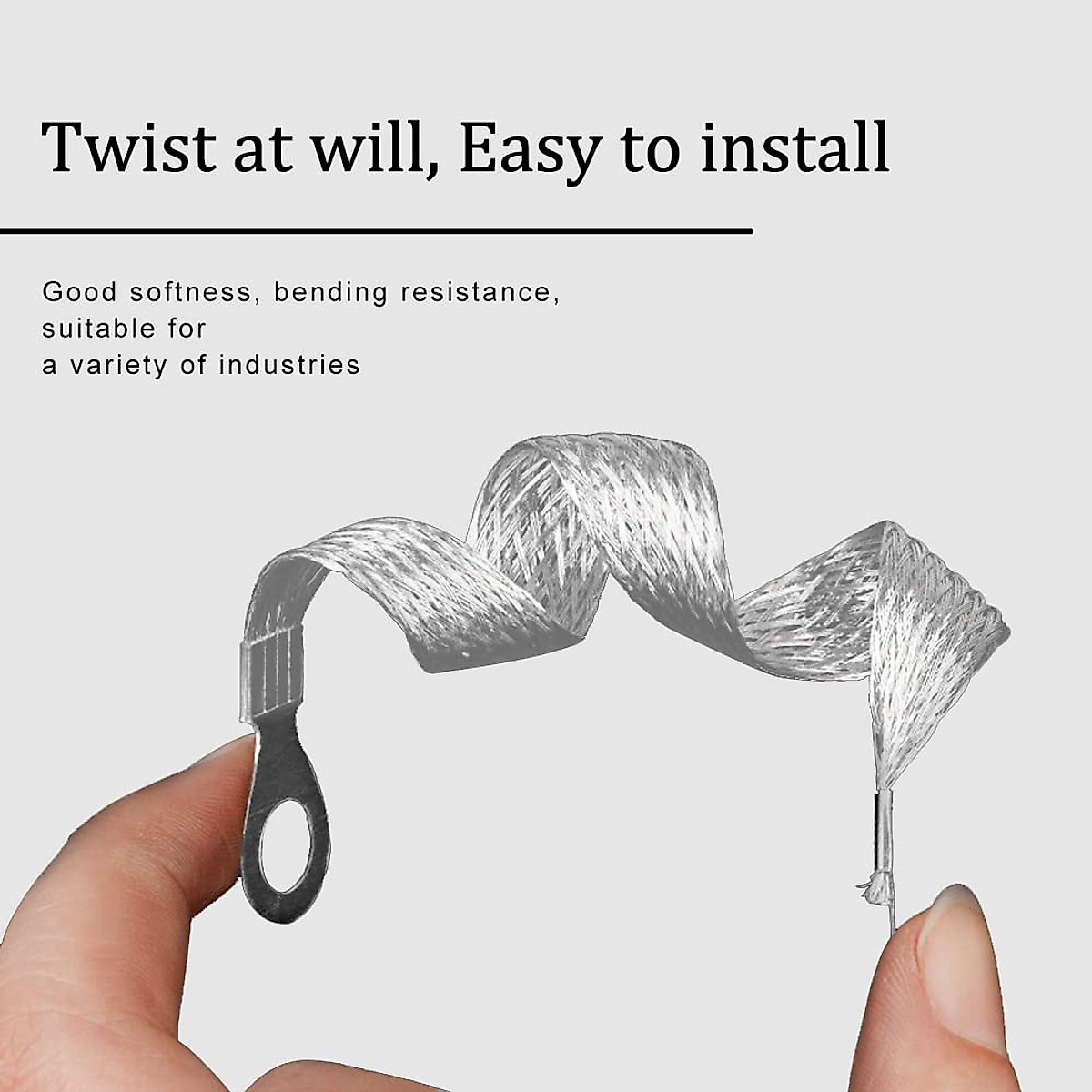 HAOBO 5PCS Universal Automotive Ground Straps, Ground Wire, 3pcs 10" x1/2" & 2pcs 13" x1/2" Tinned Copper Vehicle Grounding Cable Straps, Flat Braided Copper Ground Strap Fit for Most Vehicles