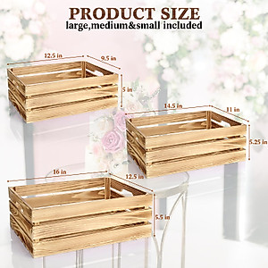 Soaoo 3 Pieces Decorative Wood Crates Nesting Crates Storage Container, Rustic Wooden Crates Storage Display Decor for Wedding Party(Wood Color)