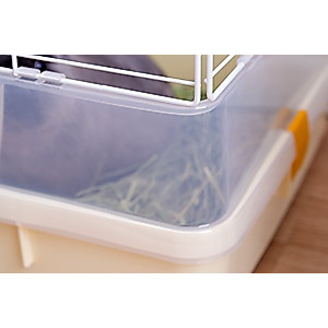 IRIS USA Small Wire Animal House with Top Access, Easy to Clean Cage with Wide Access Drop Down Door for Small-Sized Pets Animals Rabbits Guinea Pigs Rats, Ivory