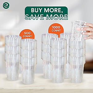 ECO SOUL 100% Clear Compostable Party Cups | (50 Count, 12 oz) | Disposable | Biodegradable | Plant Based Eco-friendly Alternative to Paper & Plastic Cups | BPI Certified | For Weddings & Gatherings