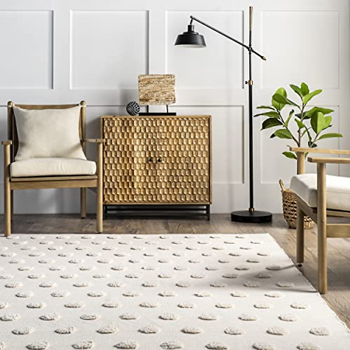 nuLOOM LuLu Hand Woven Raised Dots Area Rug, 8' x 10', Ivory