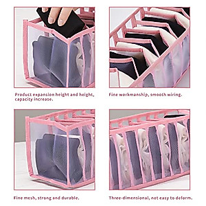 Mantuos Underwear Drawer Organizers Dividers, 3 PCS Wardrobe Organizer, Fabric Storage Boxes Bins for Bedroom, Desk Drawer Dividers Organizer for Clothes Bras Socks Ties Scarves, Draw Organizer Trays (Pink)