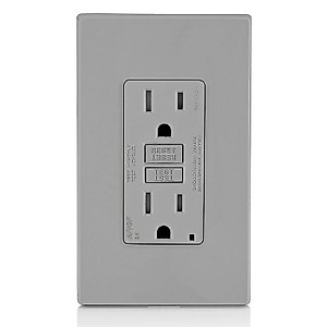 Leviton Dual-Function AFCI/GFCI Outlet, 15 Amp, Self Test, Tamper-Resistant with LED Indicator Light, Protection from Both Electrical Shock and Electrical Fires in One Device, AGTR1-GY, Gray