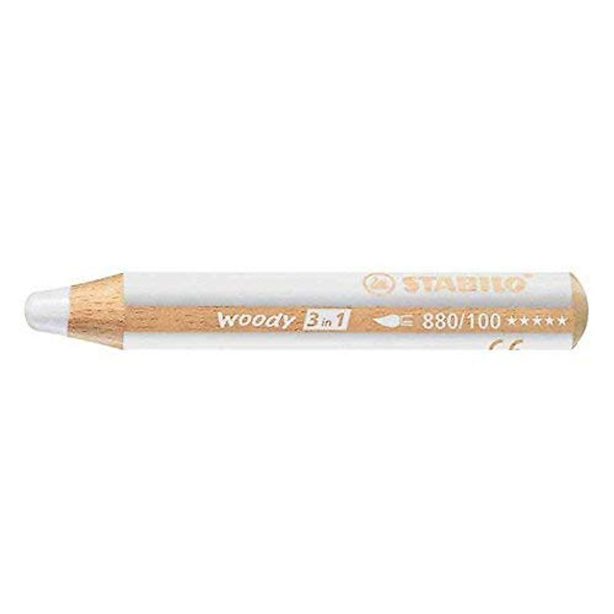 3 x STABILO WOODY 3 in 1 MULTI-TALENTED JUMBO PENCIL - White (880/100)