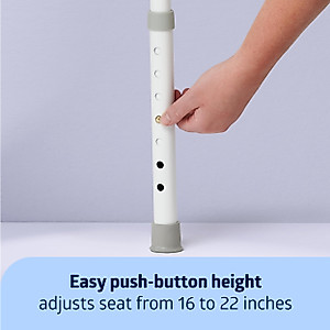 Medline 3-in-1 Steel Bedside Commode, Elongated Seat, Sturdy Folding Frame, 7.5 QT. Bucket, 350 lb. Weight Capacity, Clip-on Seat, Easy Cleaning, Tool-Free Assembly, Gray