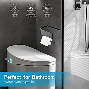 VIJAY SENO Black Toilet Paper Holder with Wipes Storage Wall Mount(Drilling/Adhesive), Toilet Paper Wipes Holder for Bathroom - Hide Your Wipes-SUS304 Stainless Steel(Large)