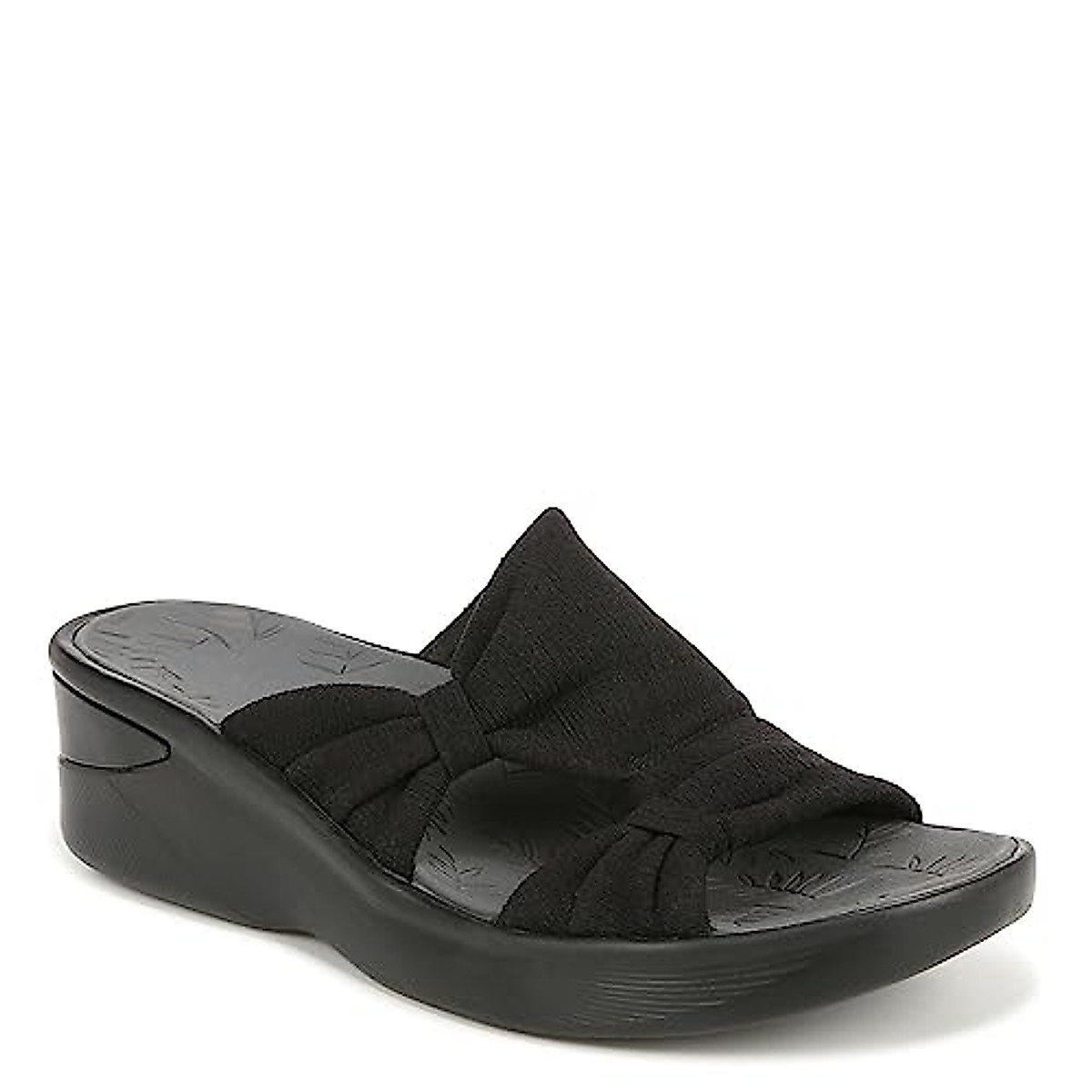 BZees Womens Smile More Slide Sandal, Black, 8.5 US