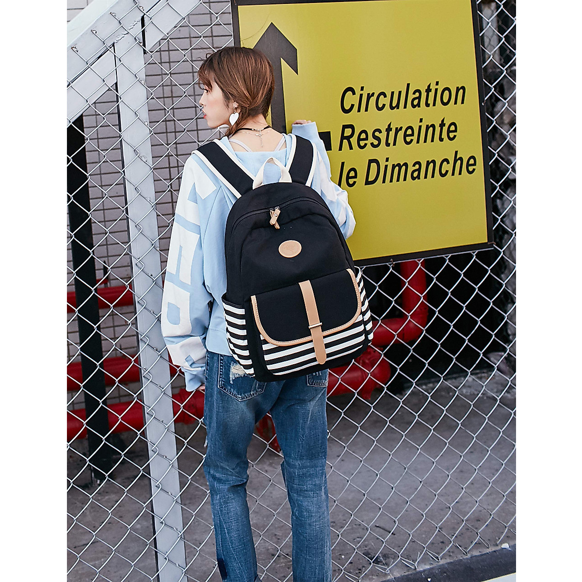 Geek-M Backpack set Canvas School Bag Teens Boys/Girls Book Bag Middle School Backpack