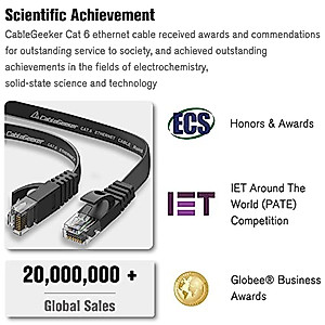 Cat 6 Ethernet Cable 100 ft, Indoor&Outdoor, High Speed Flat Internet Network Cable - Cat6 Ethernet Patch Cable Long - Black Computer LAN Cable + Free Cable Clips and Straps