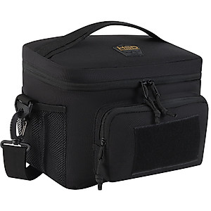 HSD 10mm Thick Insulated Adult Lunch Bag - Leak Proof for Hot & Cold Temperature - Tactical Style Easy To Clean, Durable & Water-Resistant - Sturdy Handle, Shoulder Strap, & Pockets - Men & Women