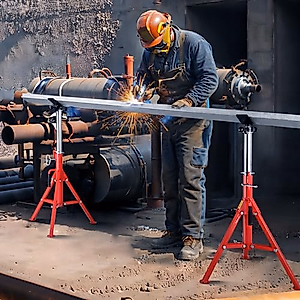 VEVOR Heavy-Duty Pipe Stand Adjustable Folding Pipe Jack Stand | Sturdy Construction 2500 lbs Load Capacity | Ideal for Welding, Automotive, and Construction Projects